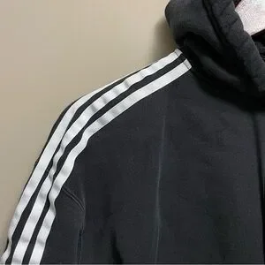 adidas | Tops | Adidas Essentials Black Boxy Crop Hoodie With White Arm ...